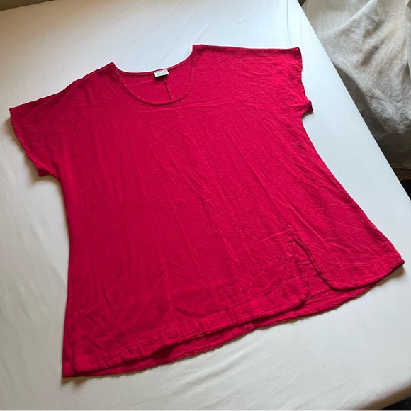 Oh My Gauze! | Tops | Oh My Gauze Red Cotton Gauze Crew Neck Short ...